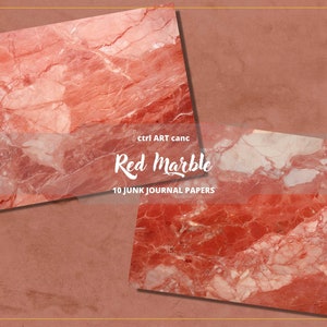 Red Marble Digital Paper Carrara Marble Printable Paper for Junk ...