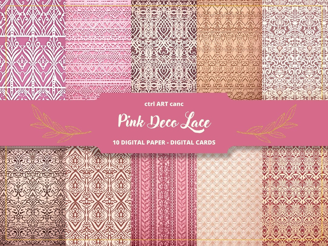 Pink Deco Digital Paper Pink Lace Paper for Scrapbook Junk Journal ...