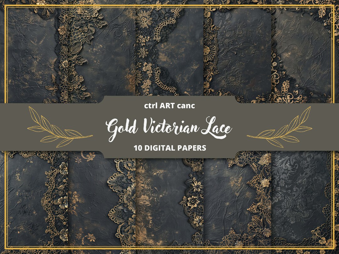 Black Gold Lace Junk Journal Paper Digital Paper Kit Scrapbook Paper ...