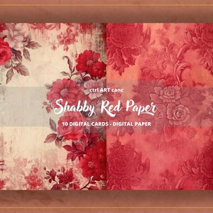 Shabby Red Printable Paper, Shabby Journal Paper, Journal Kit, Journal ...