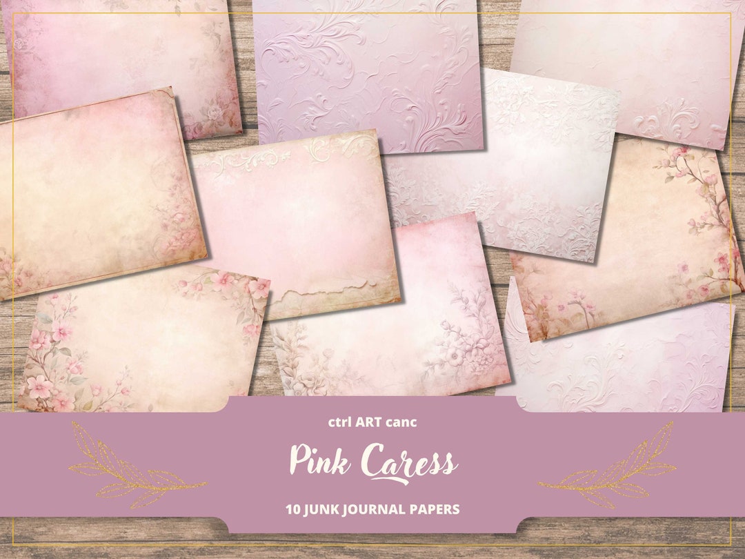Pink Floral Junk Journal Paper: Printable Scrapbook Backgrounds ...