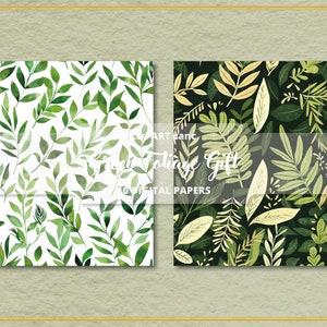 Green Plants Seamless Digital Paper Green Leaves Printable Pattern ...