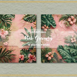Plants Digital Paper Green Plants Tropical Paper Digital Kit Journal ...
