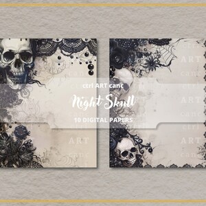Skull Digital Paper for Junk Journal Kit Scrapbook Paper Gothic ...