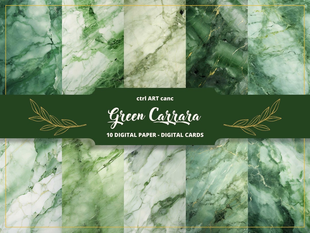 Green Marble Digital Paper Carrara Marble Printable Paper for Junk ...