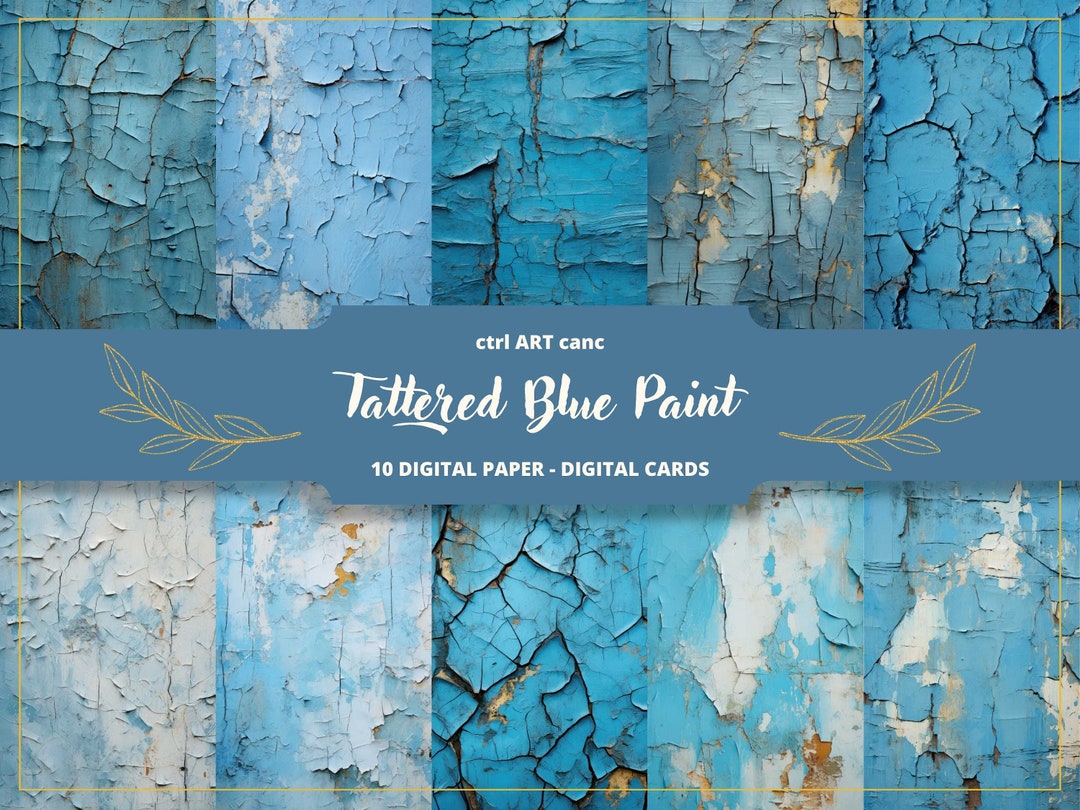 Tattered Blue Paint Printable, Tattered Digital Paper, Junk Journal Kit ...