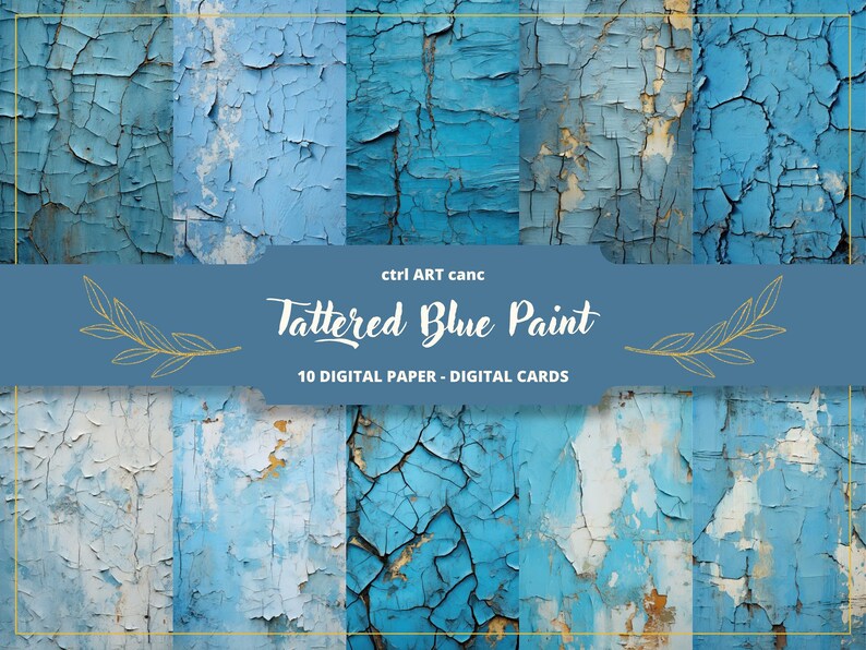 Tattered Blue Paint Digital Paper: Junk Journal Kit (digital Download ...