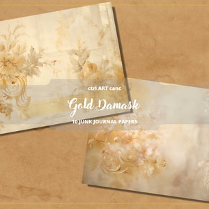 Gold Journal Paper Junk Journal Paper Gold Damask Printable Paper for ...