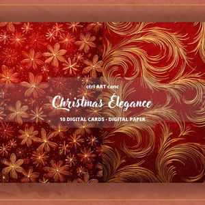 Red & Gold Christmas Digital Paper, Christmas Wrapping Paper, Junk ...