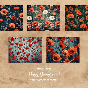 Poppy Junk Journal Kit Digital Paper Digital Scrapbook Kit Floral ...