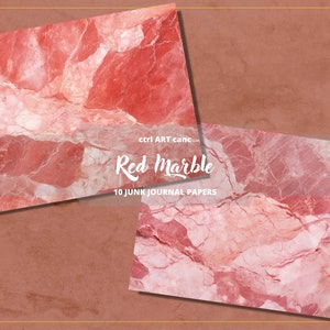 Red Marble Digital Paper Carrara Marble Printable Paper for Junk ...