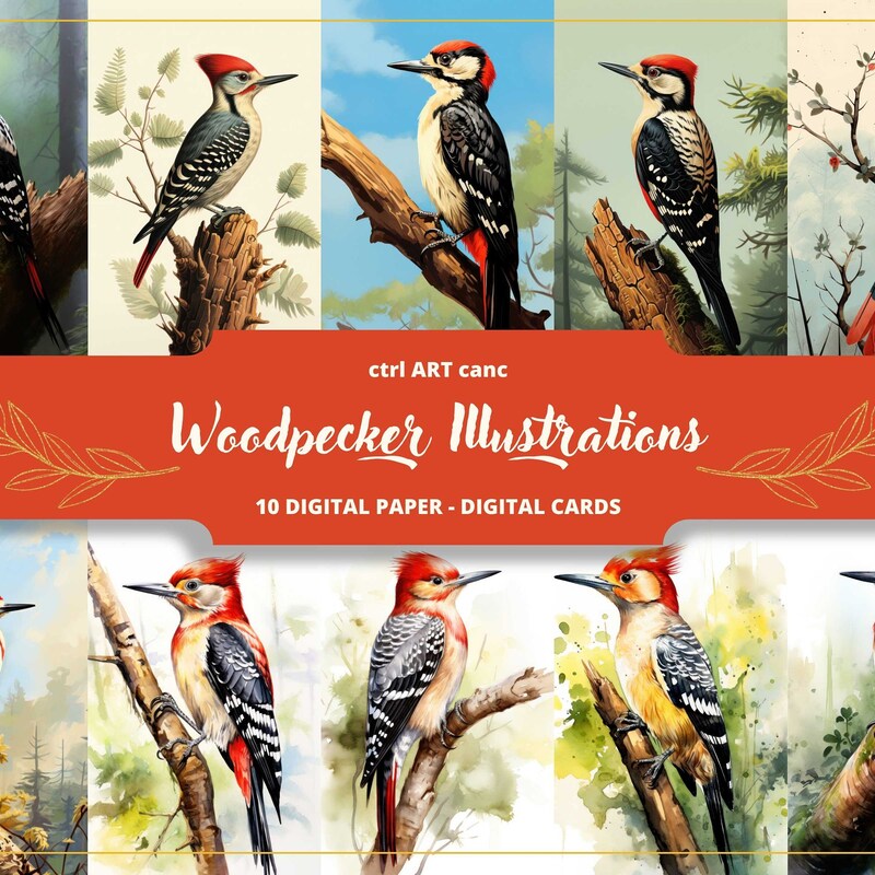 Woodpecker Art - Etsy