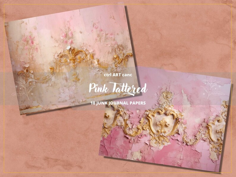Tattered Pink Digital Paper Pink Journal Paper for Junk Journal ...