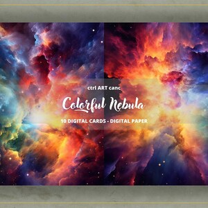 Nebula Digital Paper Printable, Space Nebula, Galaxy Printable, ATC Card, Journal Pages ...