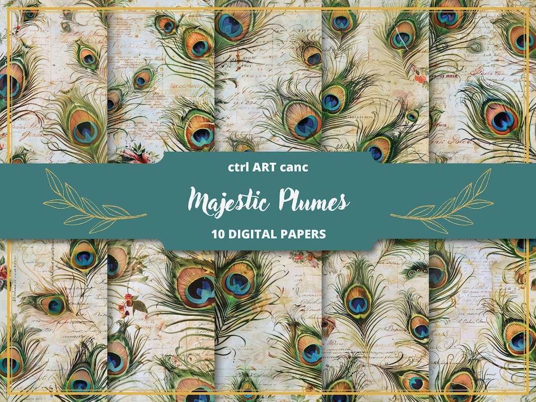 Peacock Vintage Digital Paper Kit Junk Journal Kit Scrapbook Kit ...