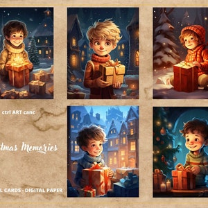 Christmas Illustrations Digital Paper, Christmas Drawings for Kids ...