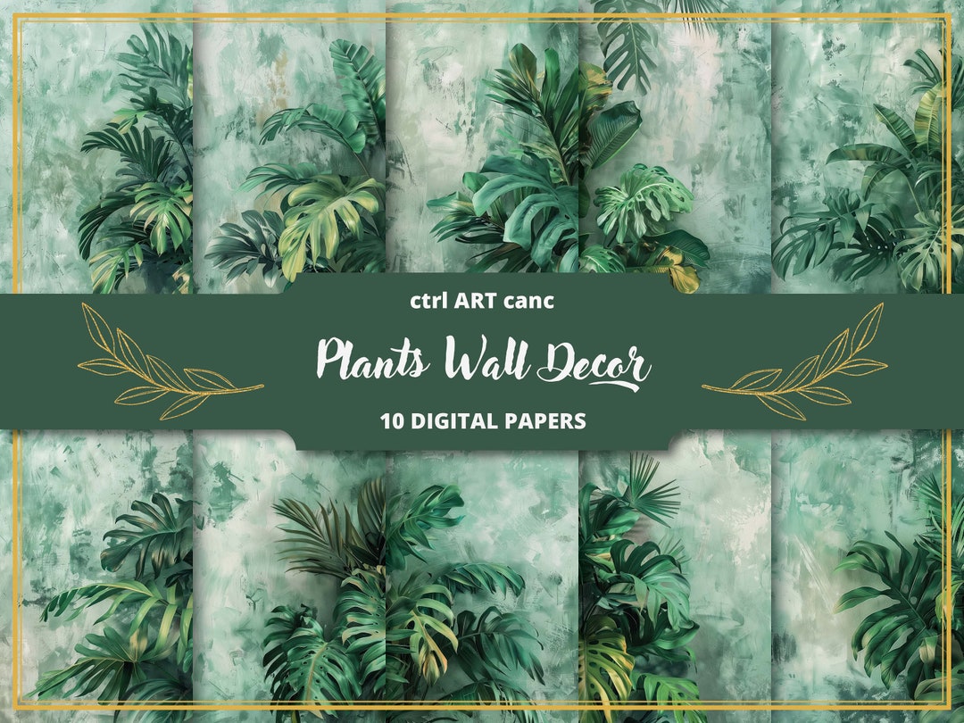 Green Scrapbook Paper Tropical Plants Printable Decor Paper Fro ...