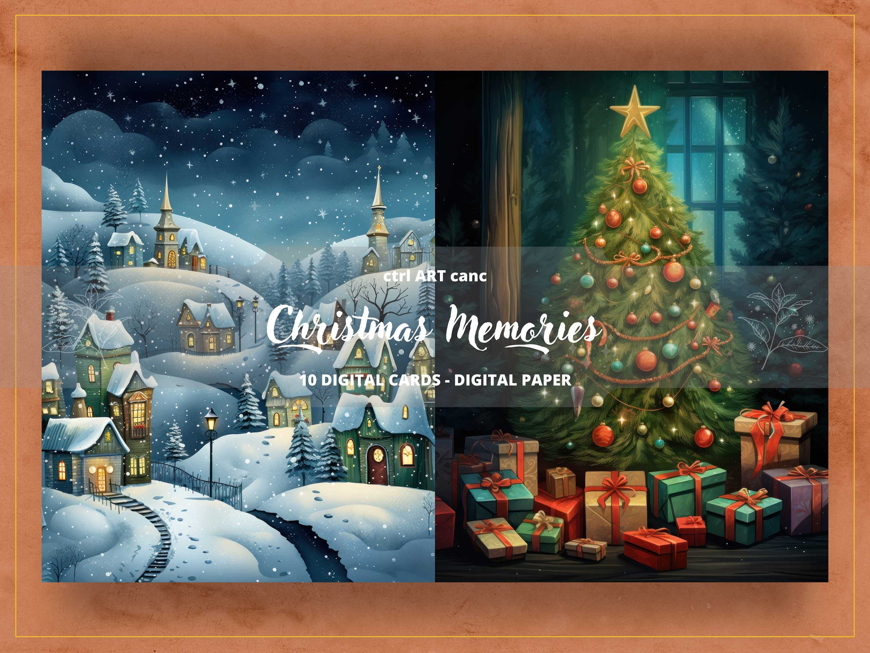 Christmas Illustrations Digital Paper, Christmas Drawings for Kids ...