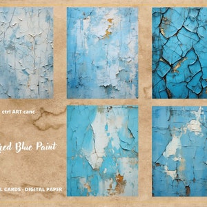 Tattered Blue Paint Printable, Tattered Digital Paper, Junk Journal Kit ...