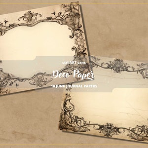 Vintage Paper Frame Junk Journal Paper Scrapbook Paper Floral Frame ...