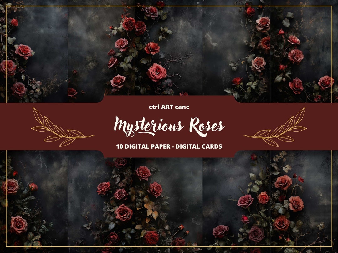 Dark Roses Junk Journal Digital Paper, Dark Journal Paper, Floral ...