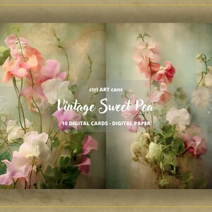Vintage Sweet Pea Paper: Romantic Floral Journal Kit (digital Download ...