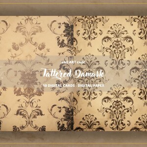 Tattered Damask Digital Paper, Vintage Wallpaper, Junk Journal Page ...
