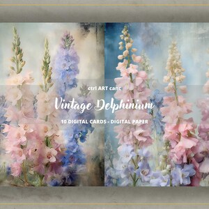 Vintage Delphinium Printable, Delphinium Paper, Romantic Decor, Journal ...