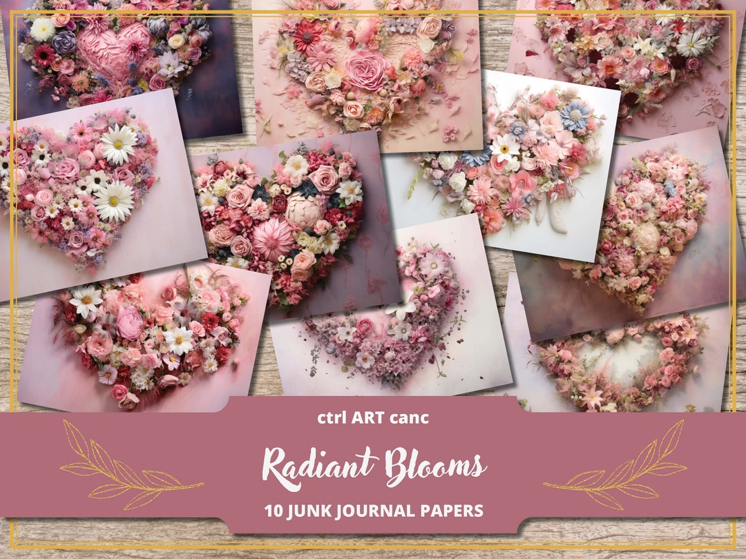 Heart Junk Journal Kit Heart Scrapbook Kit Heart Decor Valentine's Day ...