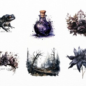 Dark Witch Watercolor Clipart, Witch Clip Art PNG, Magic Clipart ...