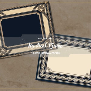 Nautical Frame Junk Journal Kit Printable Digital Paper Kit Scrapbook ...