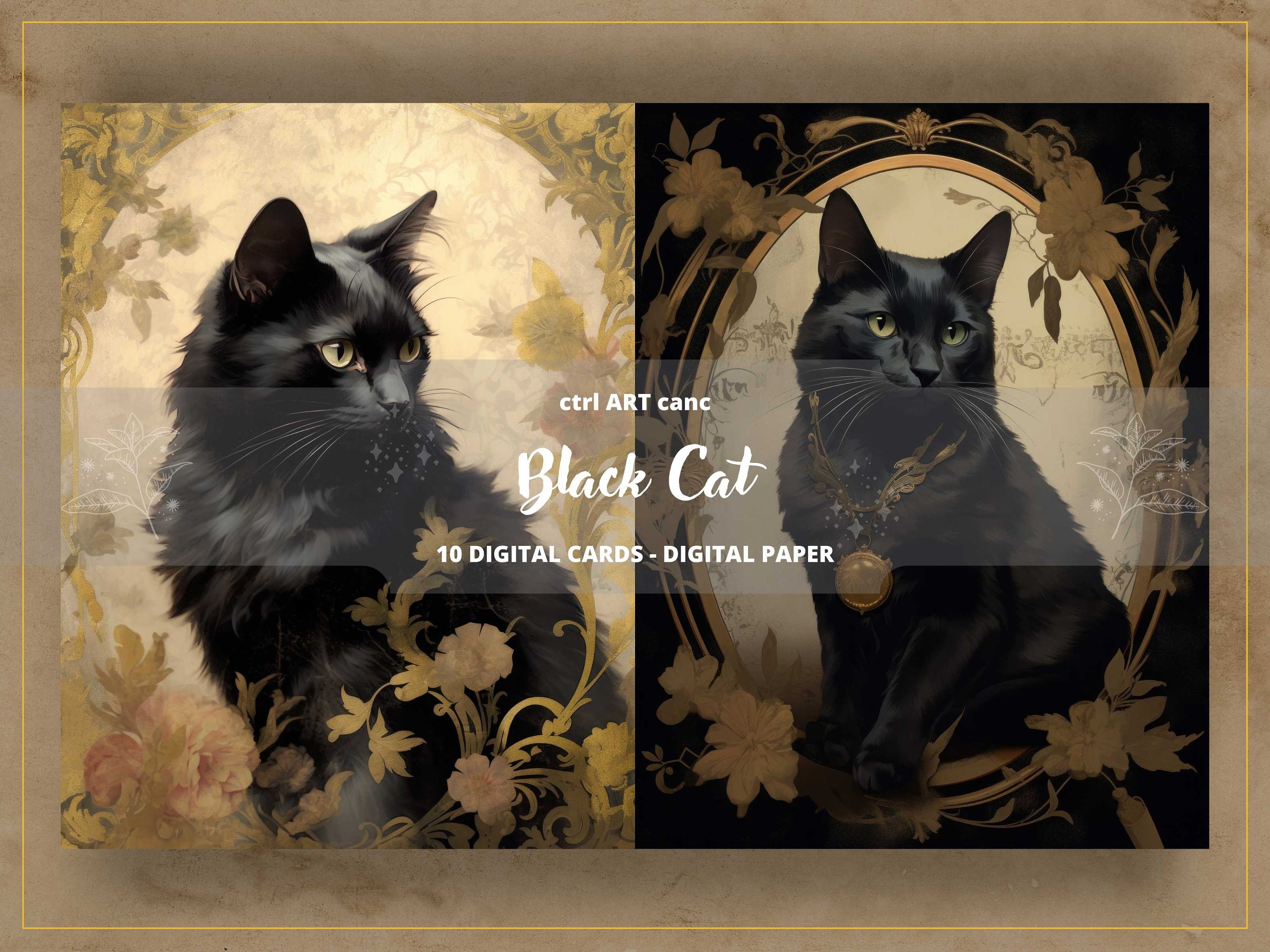 Black Cat Printable Black Cat Digital Paper Occult Wiccan - Etsy