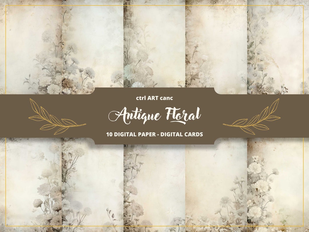 Antique Floral Digital Paper, Invitation Paper, Digital Paper, Journal ...
