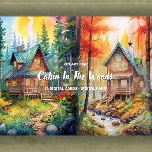 Cabin in the Woods Printable, Cottage Digital Paper, Cozy Cabin Digital ...
