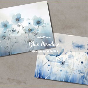 Blue Floral Junk Journal Kit Printable Floral Paper Blue Paper for ...