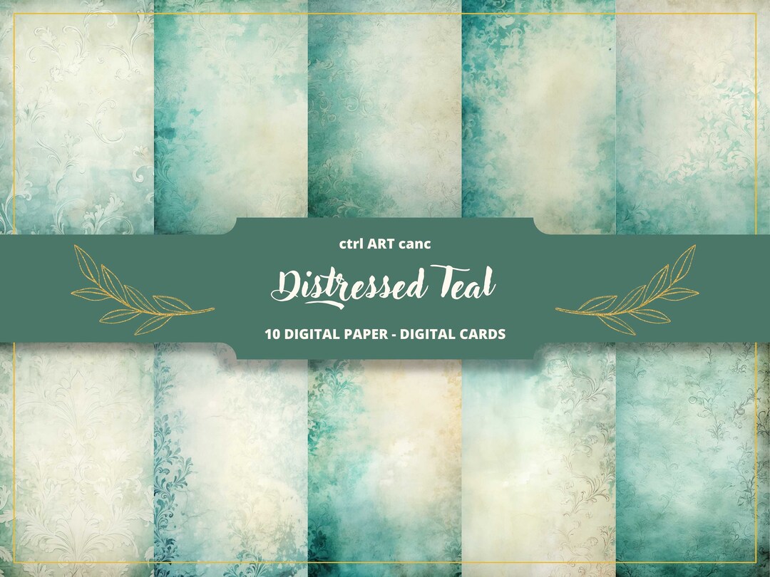 Teal Digital Paper for Junk Journal Teal Page for Scrapbook Teal Paper ...