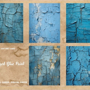 Tattered Blue Paint Printable, Tattered Digital Paper, Junk Journal Kit ...