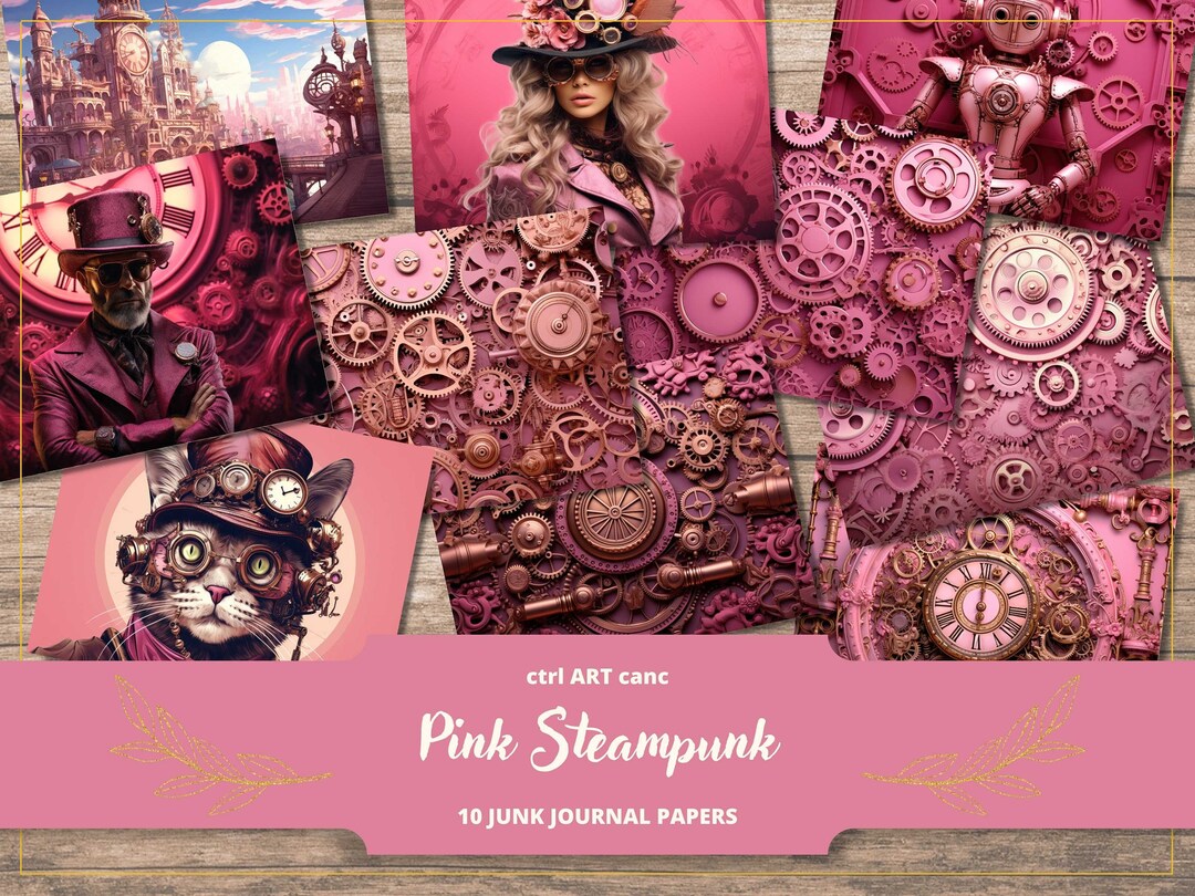 Steampunk Background Pink Steampunk Digital Paper Instant Download ...