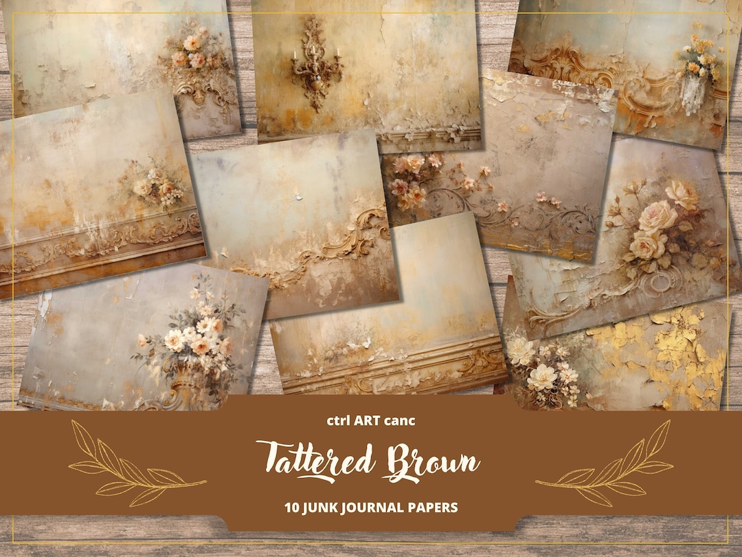 Tattered Brown Digital Paper Brown Journal Paper for Junk Journal ...