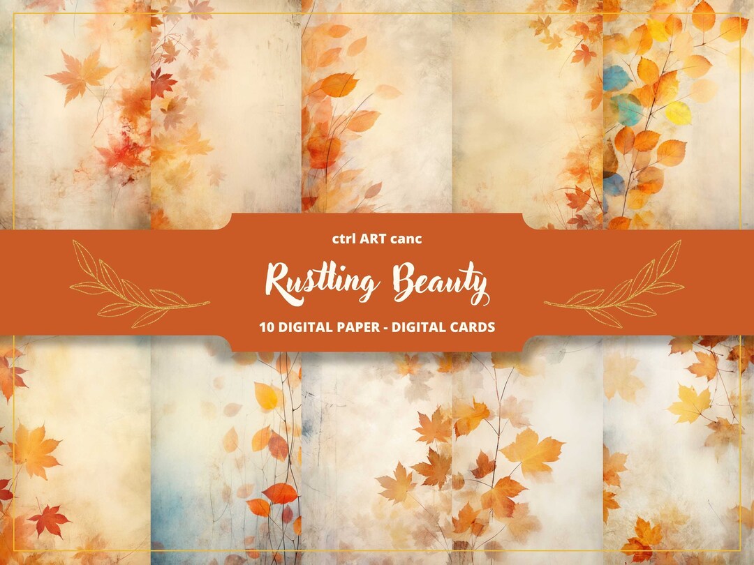Autumn Leaves Digital Paper, Autumn Scrapbook Background, Autumn Junk ...
