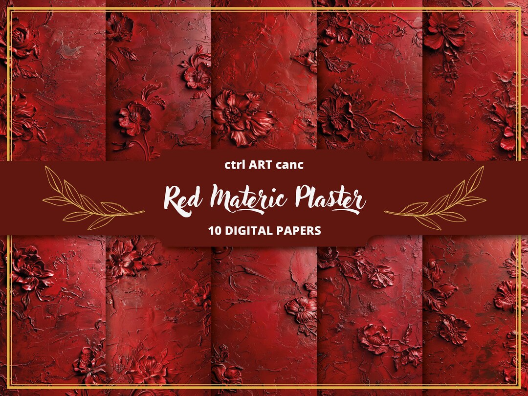 Red Floral Plaster Printable Paper Red Plaster Background Red Grunge ...