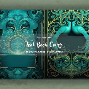Teal Book Cover Printable Paper for Book of Shadows Whimsical Book ...