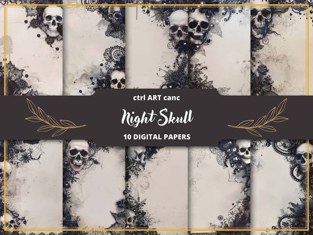 Skull Digital Paper for Junk Journal Kit Scrapbook Paper Gothic ...