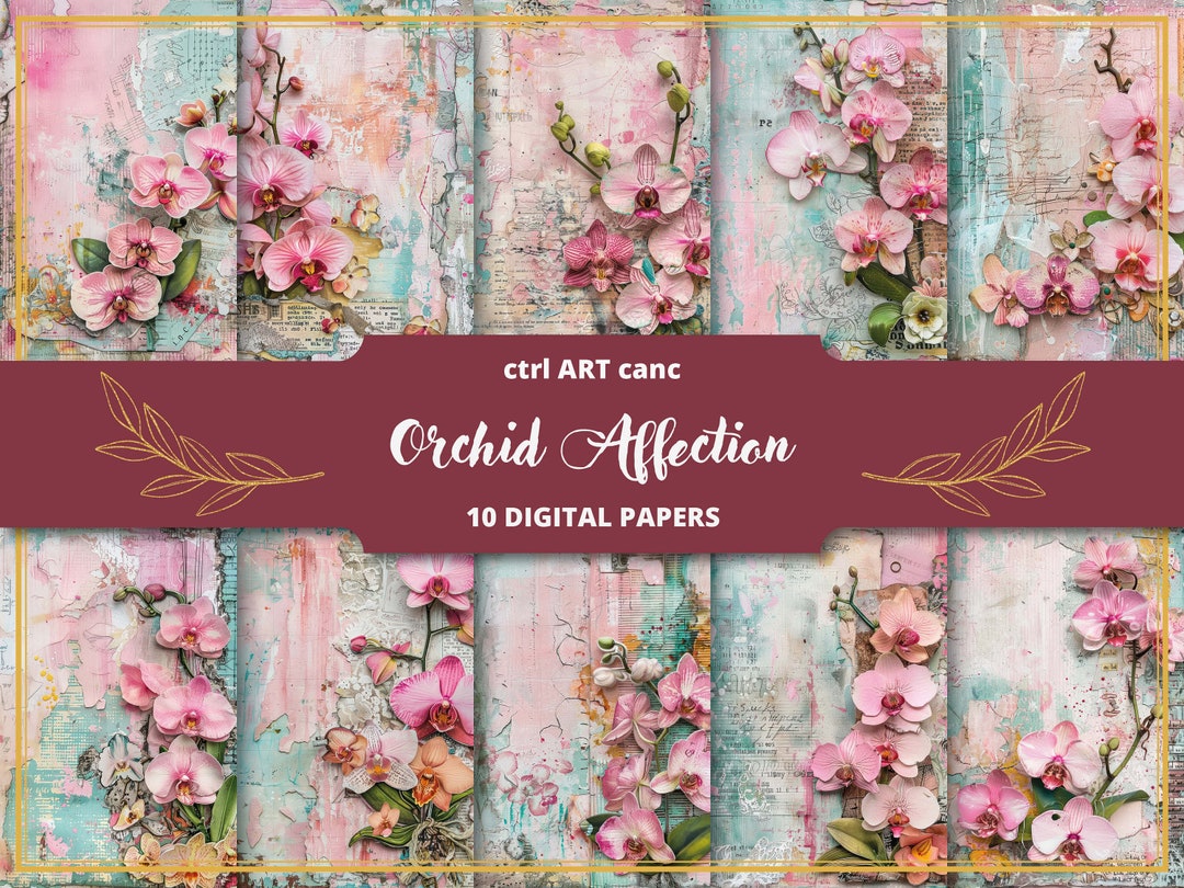 Orchid Junk Journal Kit Pink Orchid Digital Paper Orchid Printable ...