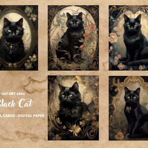 Black Cat Printable, Black Cat Digital Paper, Occult, Wiccan, Junk ...