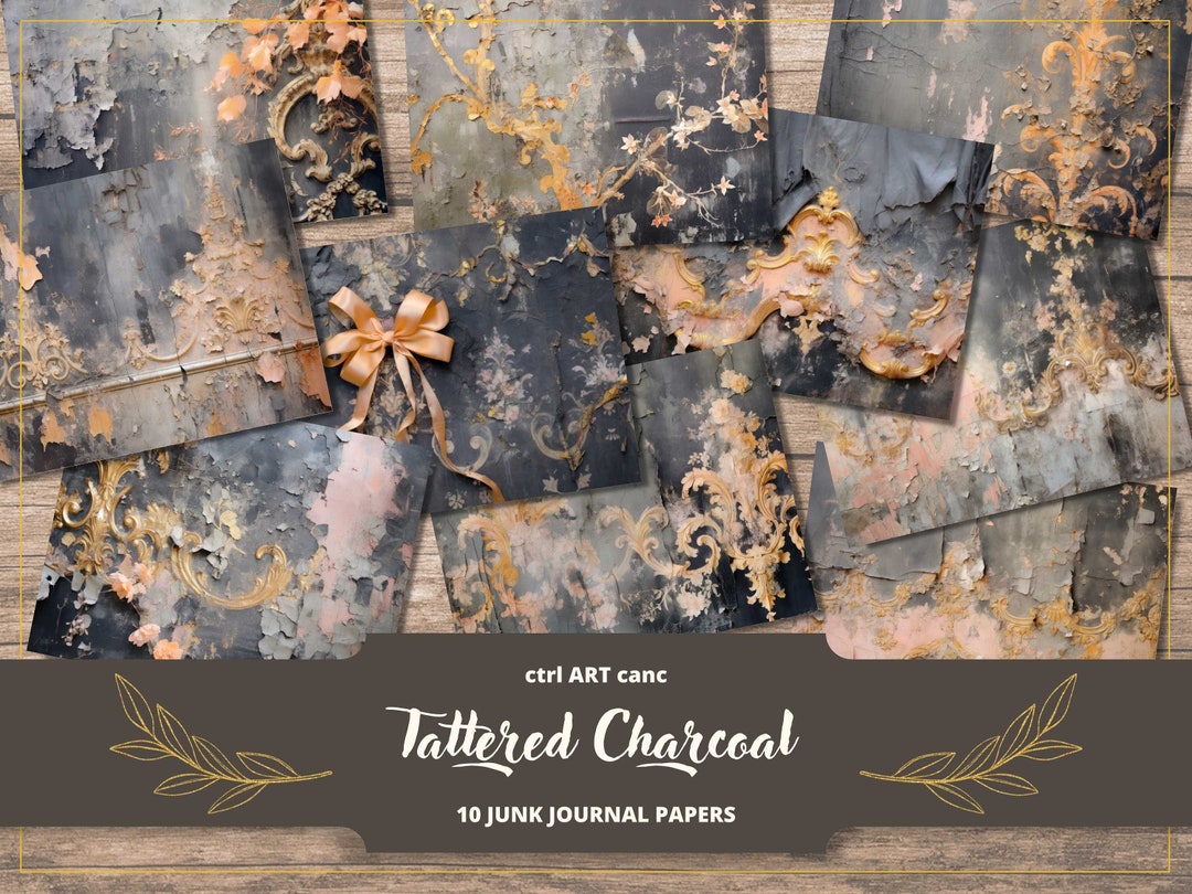 Tattered Gray Digital Paper Gray Journal Paper for Junk Journal ...