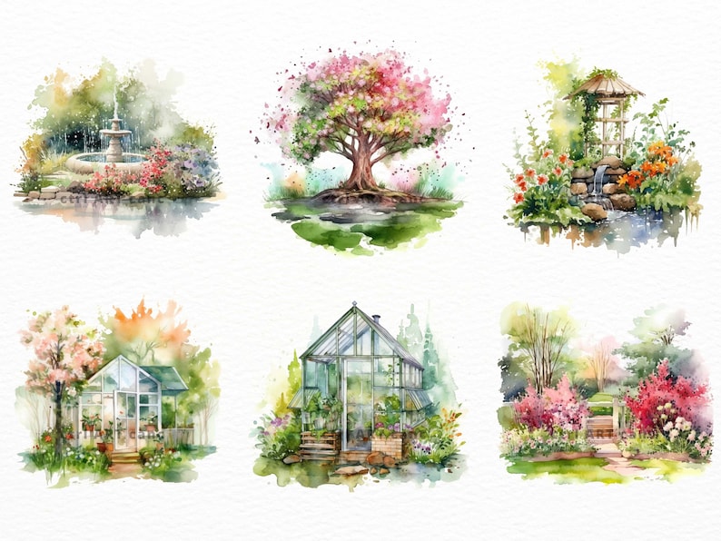 Spring Garden Clipart Garden Clipart Spring Clipart Green - Etsy