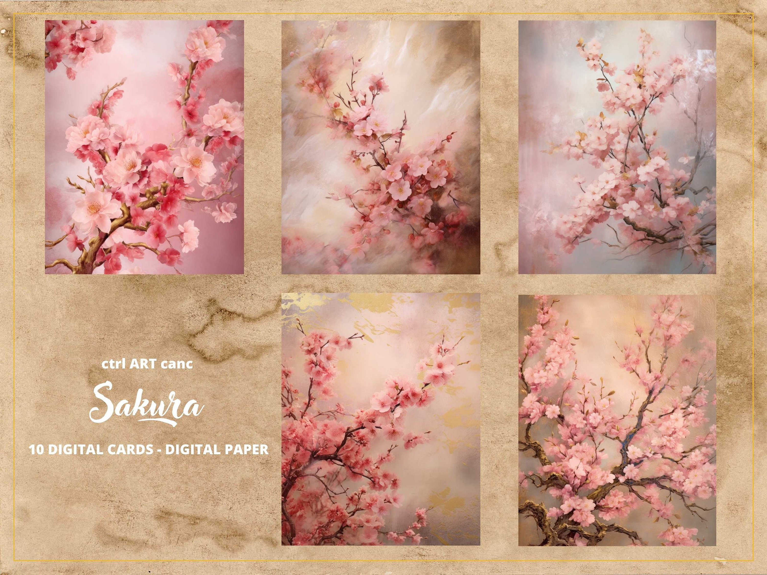 Sakura Art Printable Sakura Digital Paper Cherry Blossom - Etsy