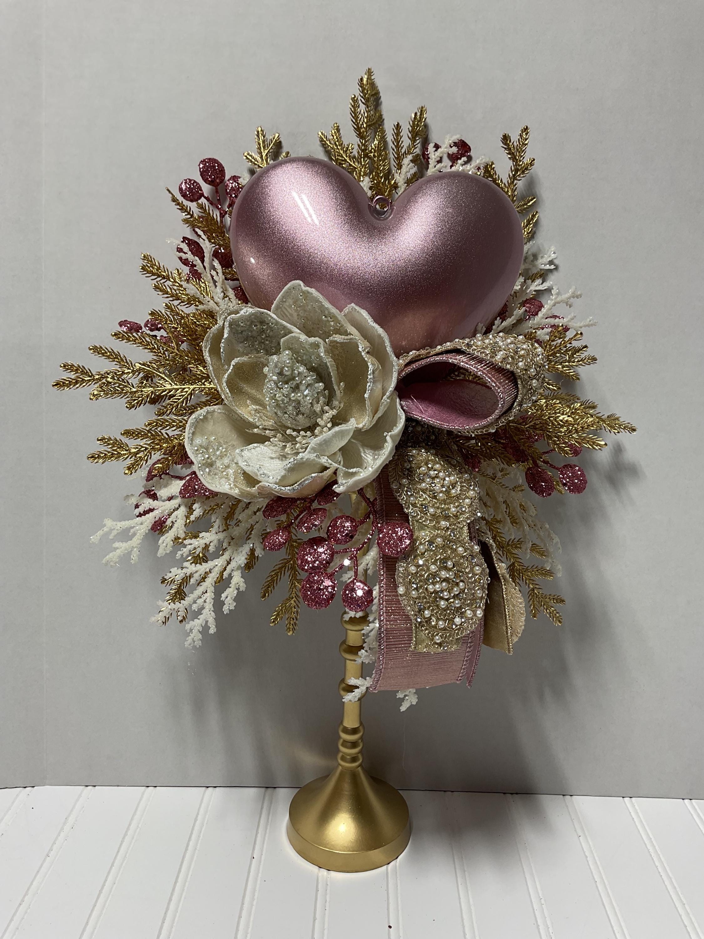 Pink Heart Valentines Day Centerpiece, Pink and Gold Table Decor - Etsy