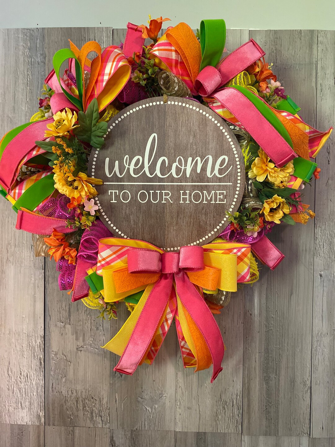 Spring Welcome Wreath, Spring Welcome Door Wreath, Welcome Door Decor ...